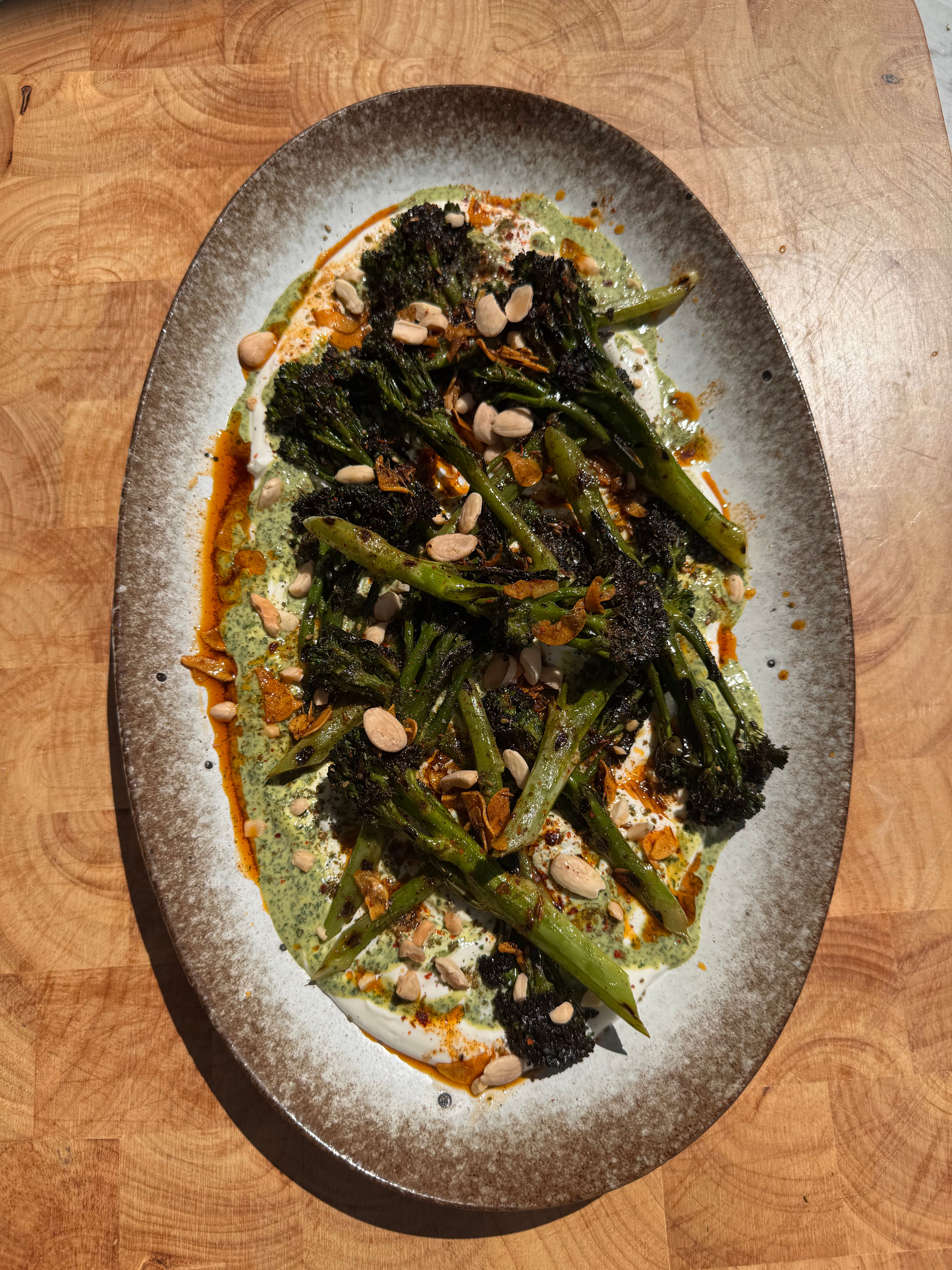 Charred Tenderstem with Green Tahini & Aleppo Chilli Oil – GOOD PHATS